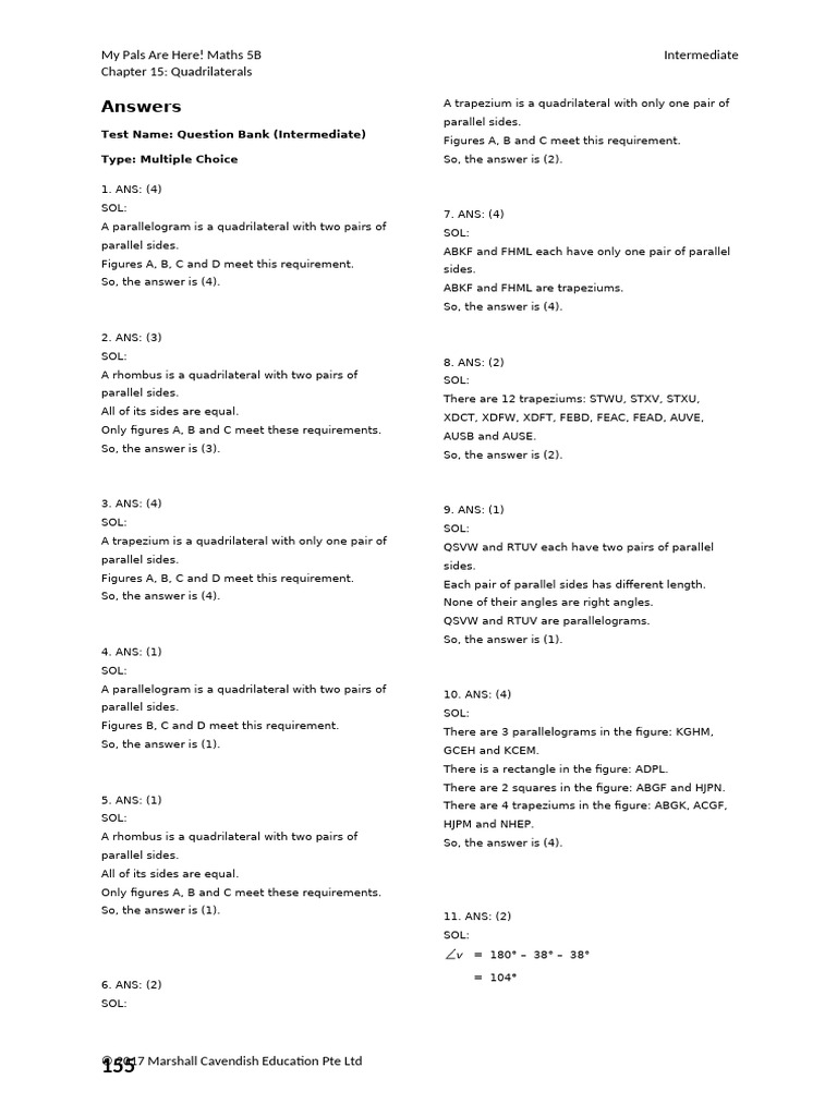 35 MPaH 5B 15 Question Bank (Intermediate) Ans | PDF | Classical Geometry | Euclidean Plane Geometry