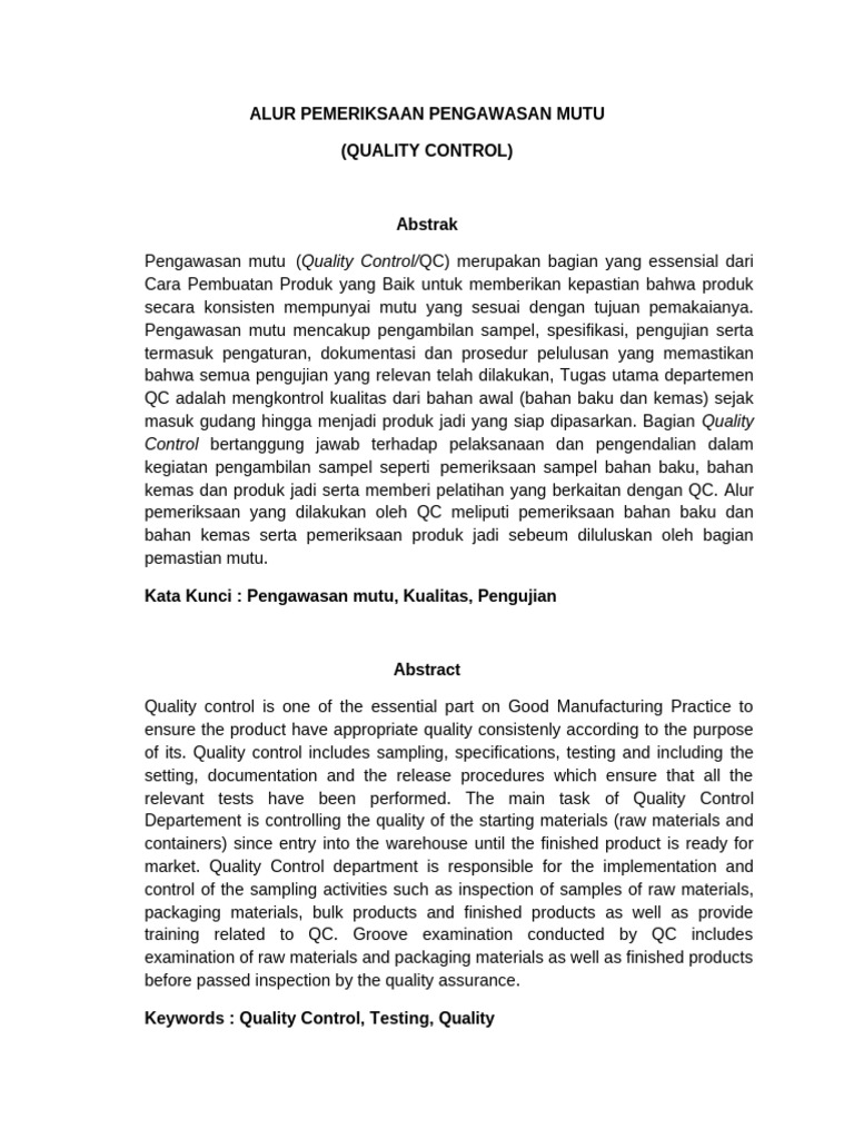 ALUR PEMERIKSAAN PENGAWASAN MUTU | PDF