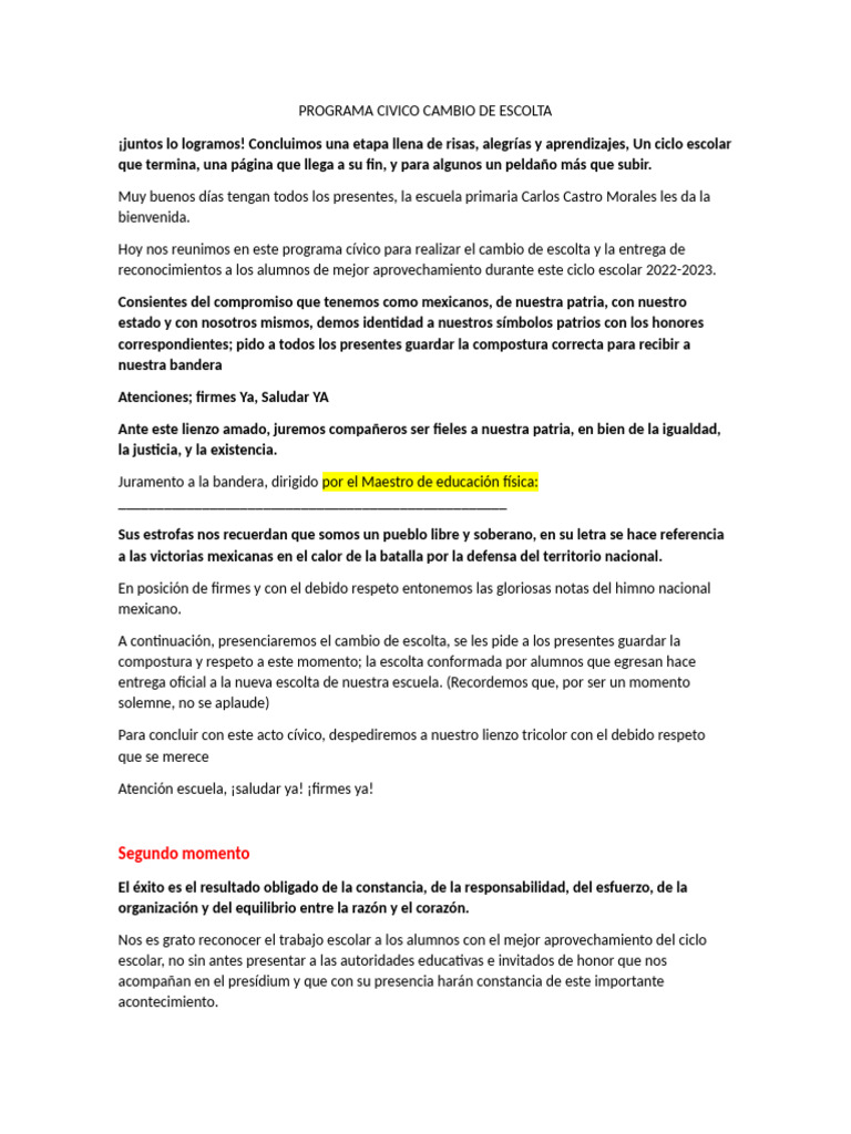 Programa Civico Cambio de Escolta | PDF
