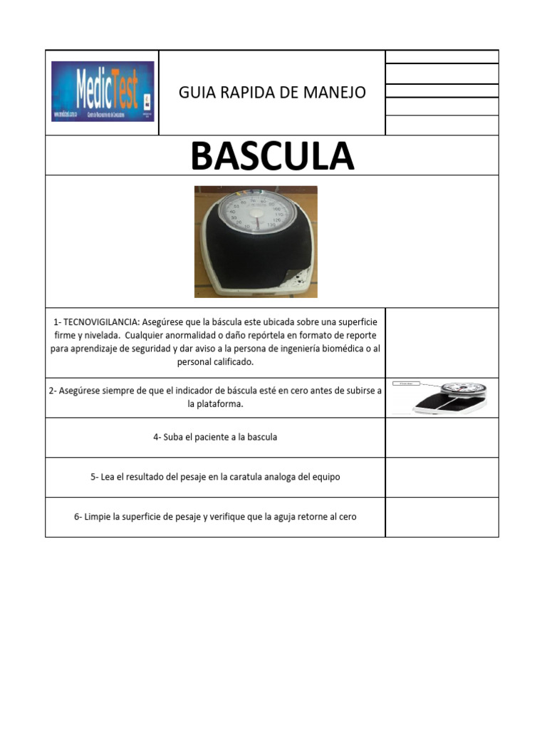 Guía Rápida para Uso Seguro de Básculas | PDF