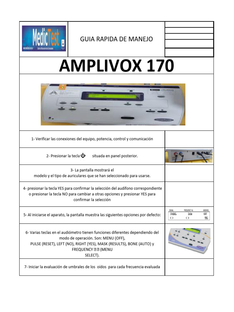 GMT-04 Guía de Manejo Rápido Amplivox 170 | PDF | Auriculares | Informática