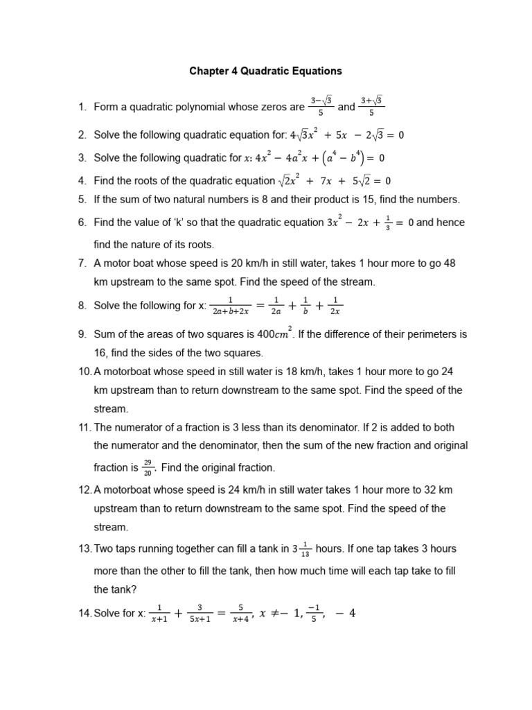 Quadratic Equations and Problem Solving | PDF | Quadratic Equation ...