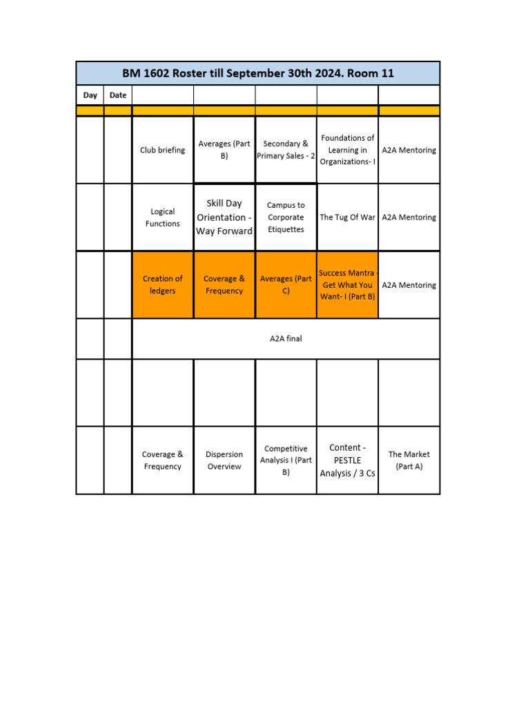 Roster Till 30th September 2024. (Updated) | PDF