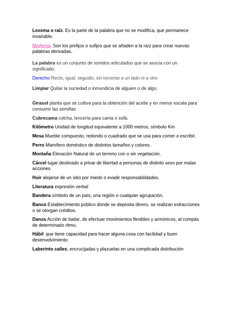 Lexemas y morfemas en el lenguaje | PDF
