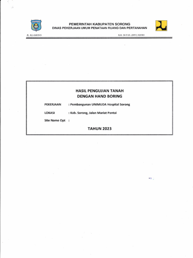Hasil Pengujian Tanah Unimuda Hospital | PDF
