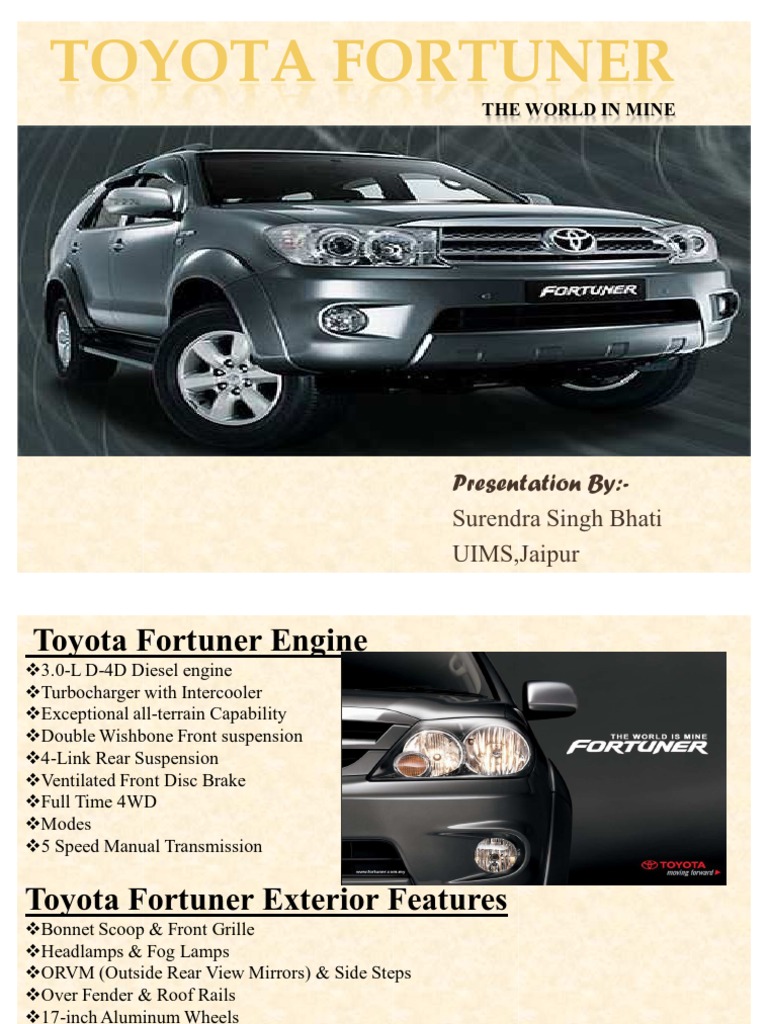 Toyota Fortuner | PDF | Cars Of Japan | Motor Vehicle Manufacturers