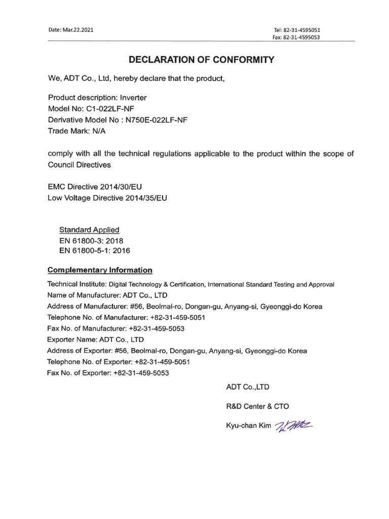 Compact Declaration C1-022LF-NF | PDF