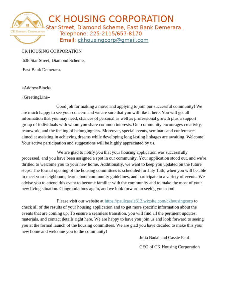 J.Badal & C.Paul - Original Letter | PDF