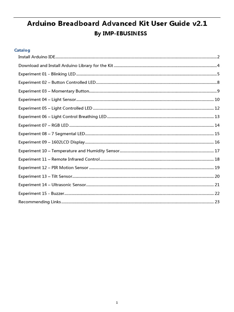 Arduino BreadBoard Advance Kit User Guide v2.1 r2 | PDF | Arduino | Device Driver