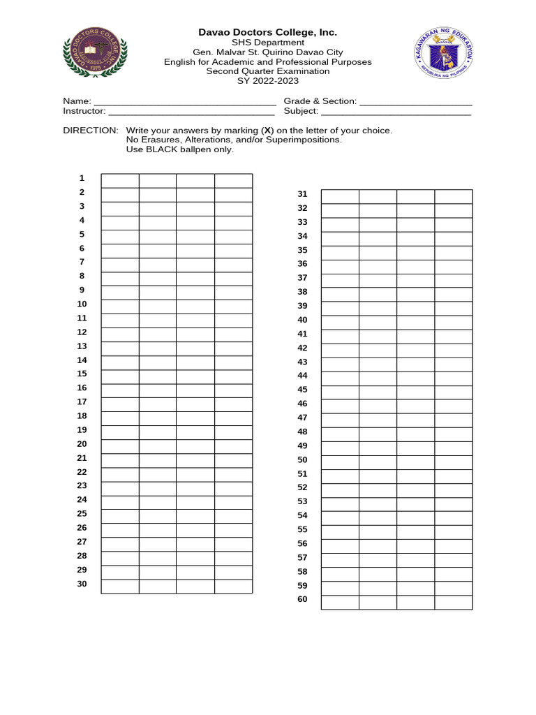 Answer-Sheet-reading-and-writing | PDF