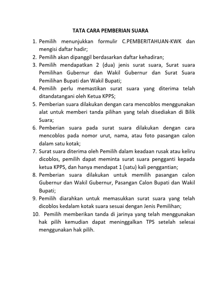 Tata Cara Pemberian Suara | PDF