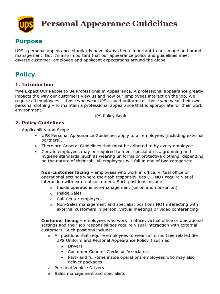 Appearance Guidelines | PDF | Clothing | Employment