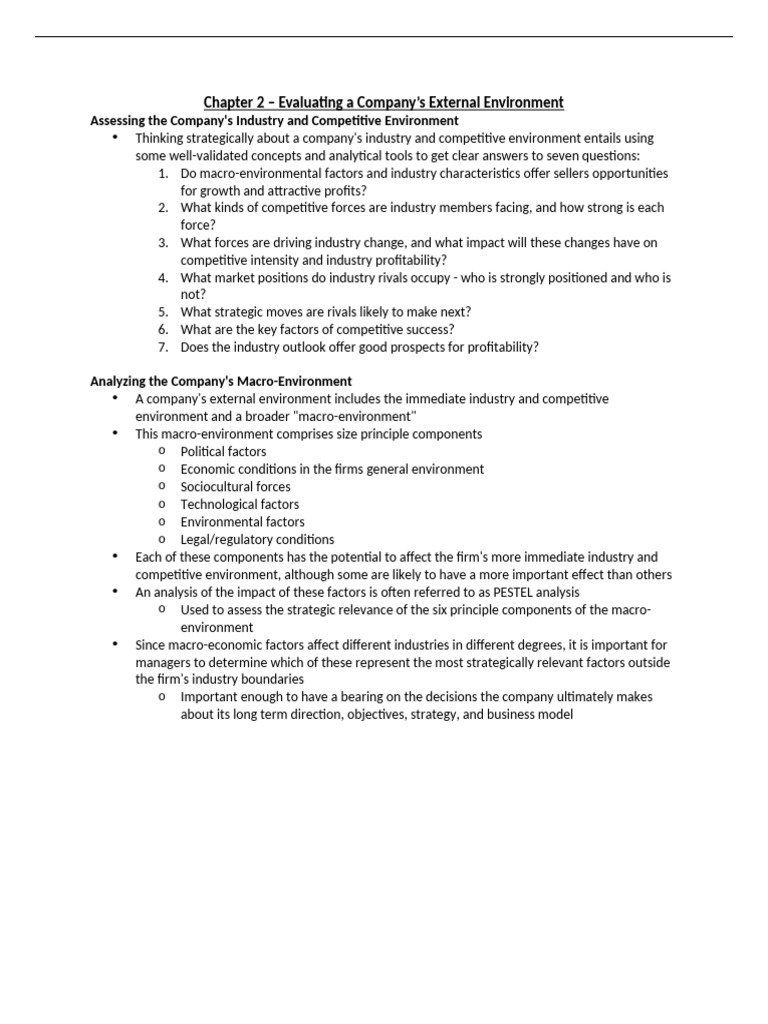 Chapter 2 Evaluating a Company s External Environment .Docx | PDF | Business Economics | Market ...