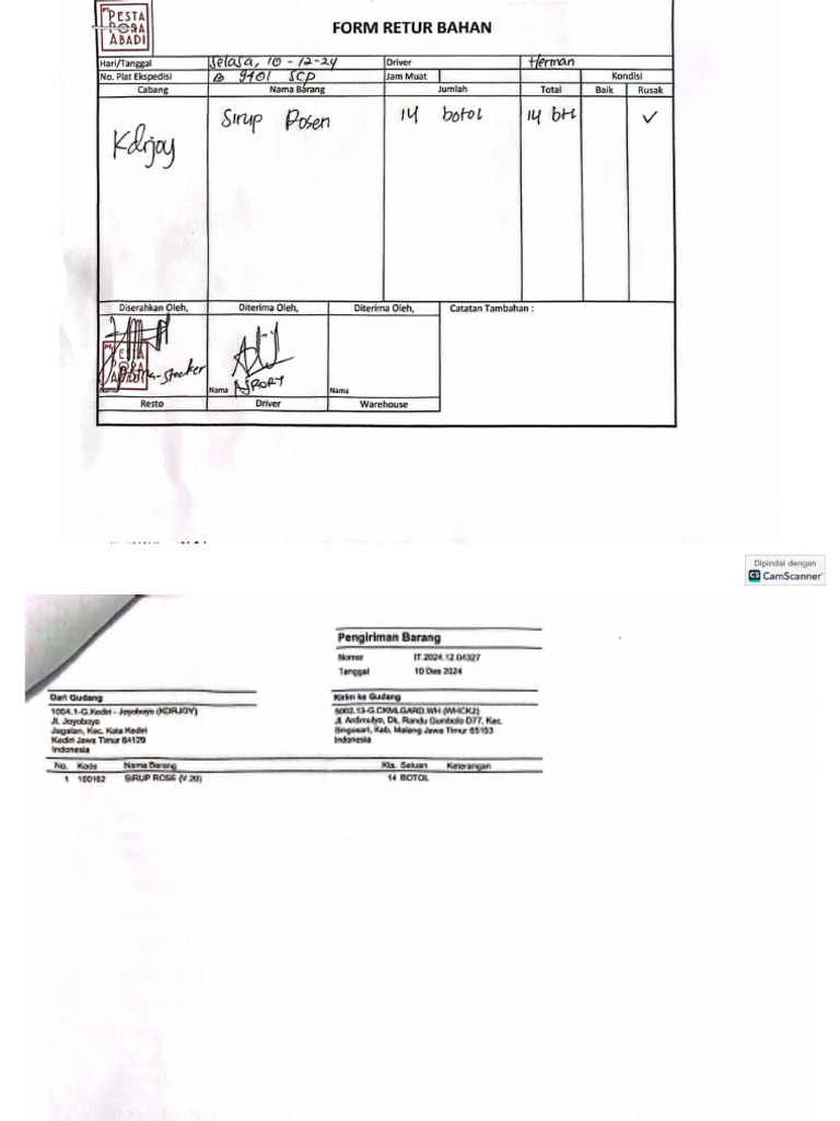 SJ Retur Rosen Berbuih 10122024 | PDF