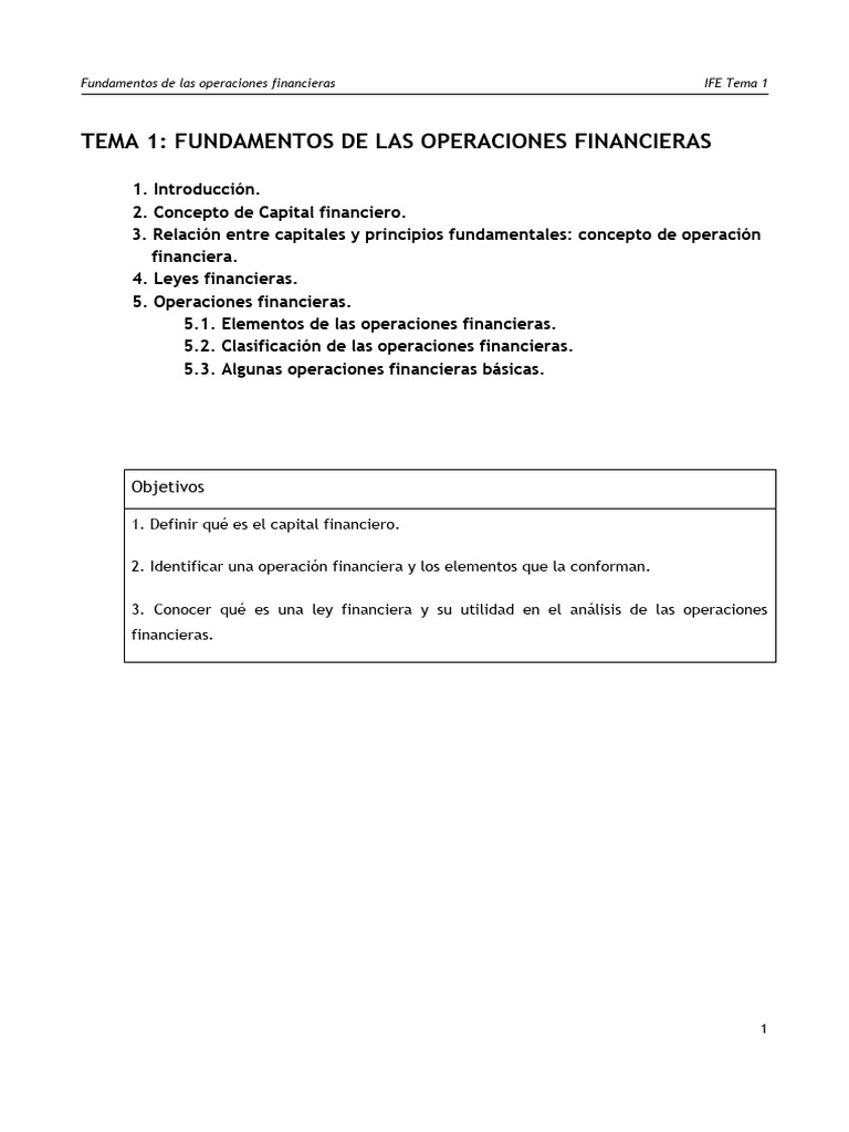 Fundamentos de Operaciones Financieras | PDF | Capital (economía) | Dinero