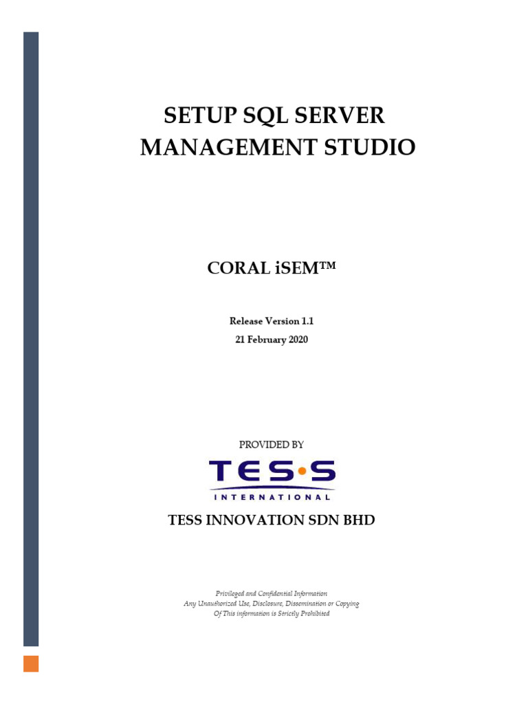 BTS-ISEM-INS-002 Setup SQL Server Management Studio (SSMS) | PDF | Databases | Microsoft Sql Server