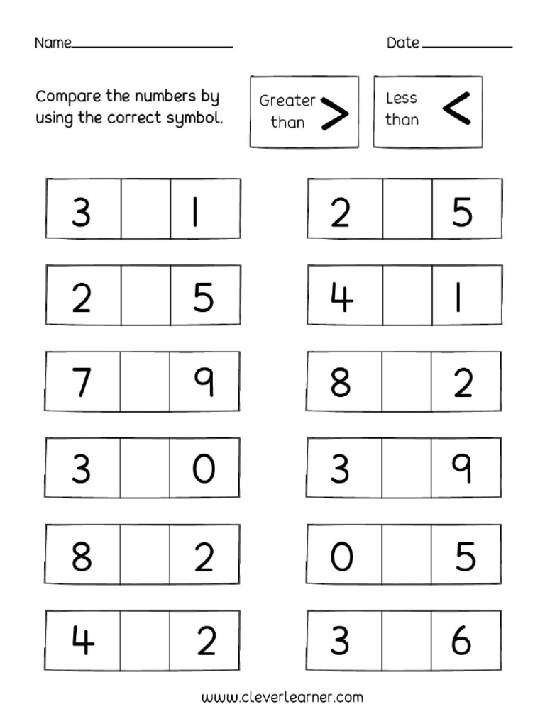 Greater Than Less Than Numbers Activity Worksheet 01 | PDF