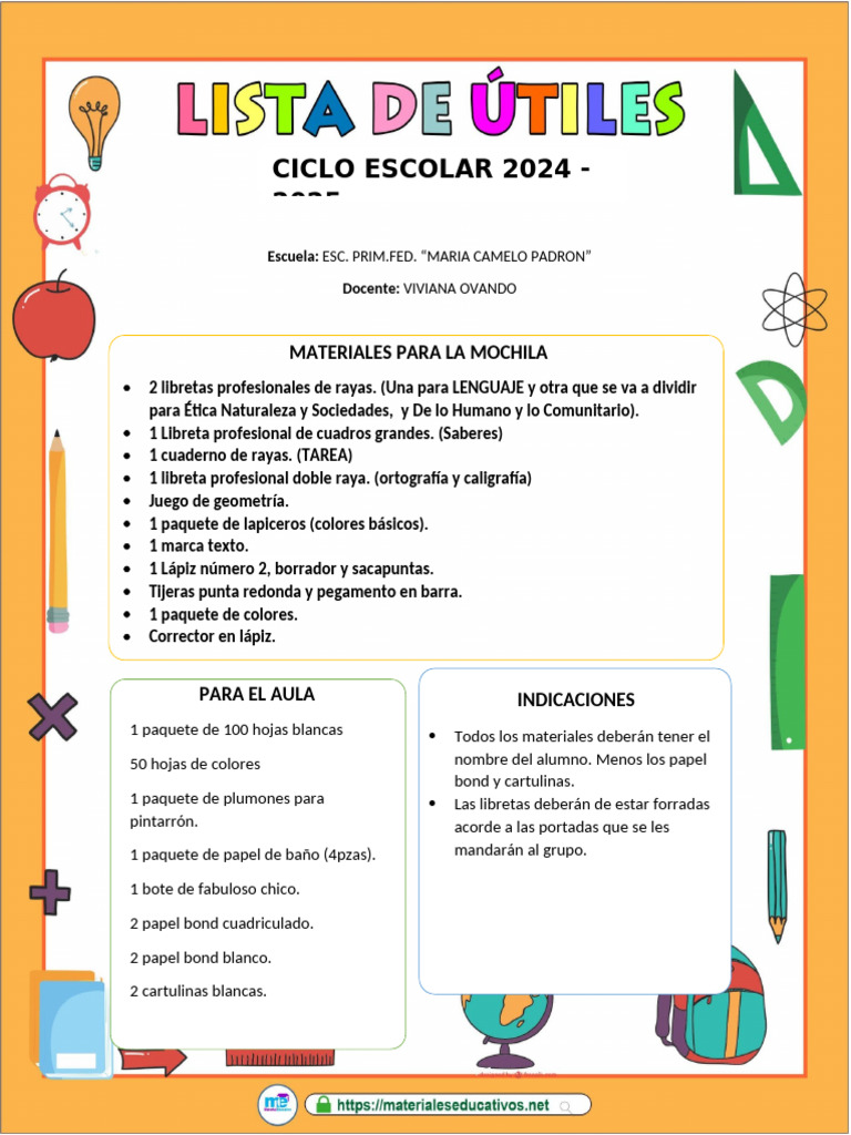 4 Lista de Utiles | PDF