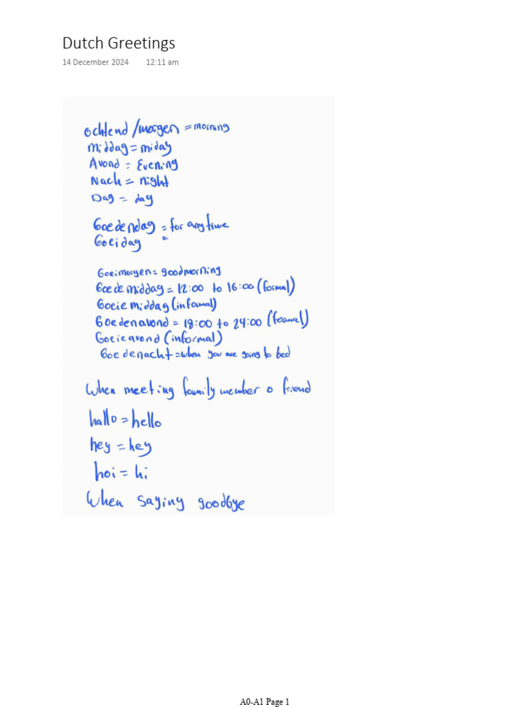 Dutch Greetings | PDF