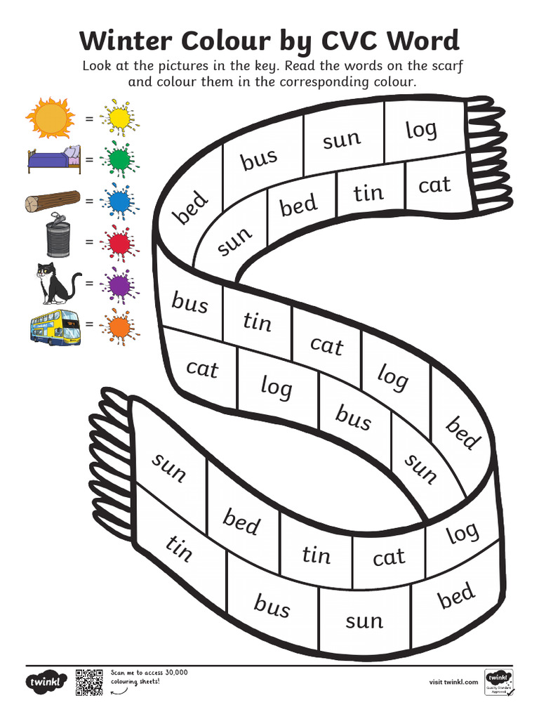 T e 1668077299 Winter Colour by CVC Word Activity - Ver - 3 | PDF