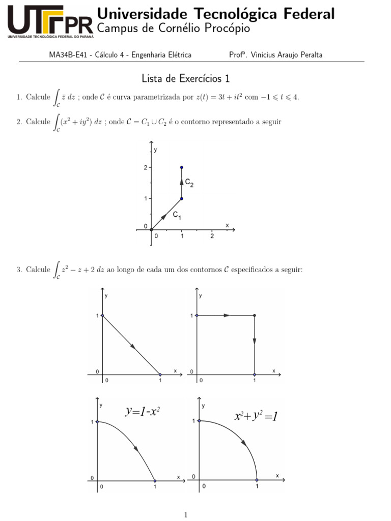 Exercícios - Variáveis Complexas | PDF