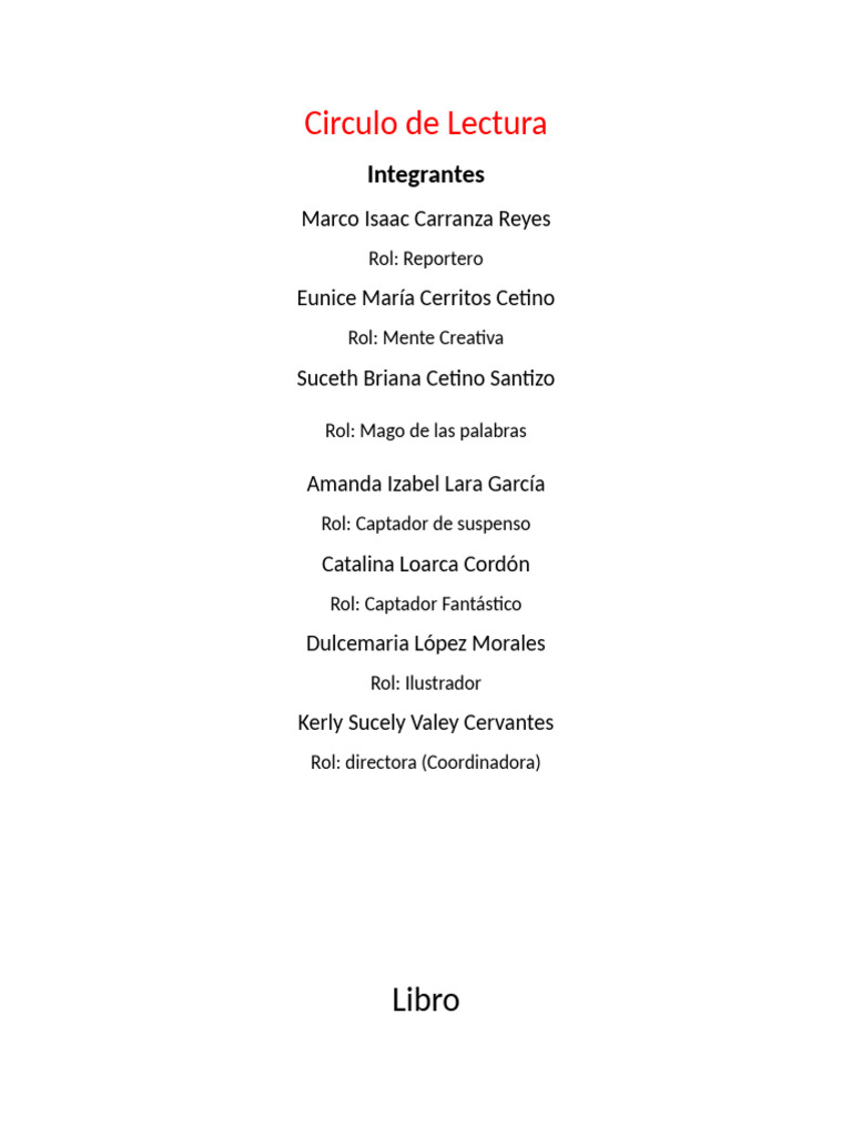 Integrantes del Círculo de Lectura | PDF