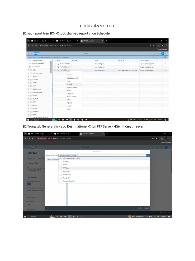 Huong Dan Schedule Bo | PDF