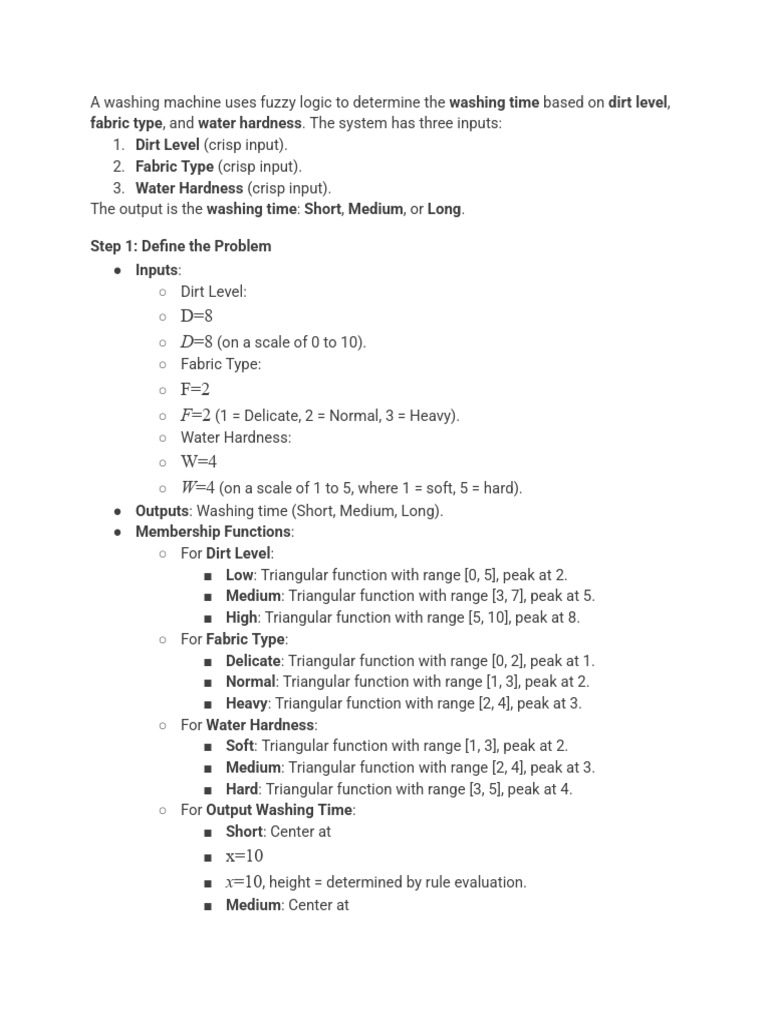 Fuzzy Logic Washing Machine Guide | PDF