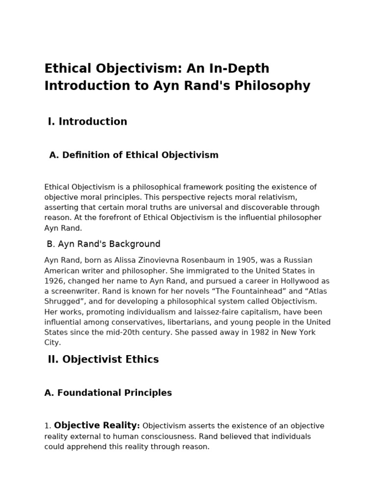 Ethical Objectivism An In-Depth Introduction To Ayn Rand's P | PDF ...