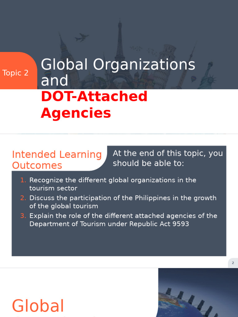 THC 1 - W6-7.T1: Global Organizations and DOT-Attached Agencies | PDF | Tourism