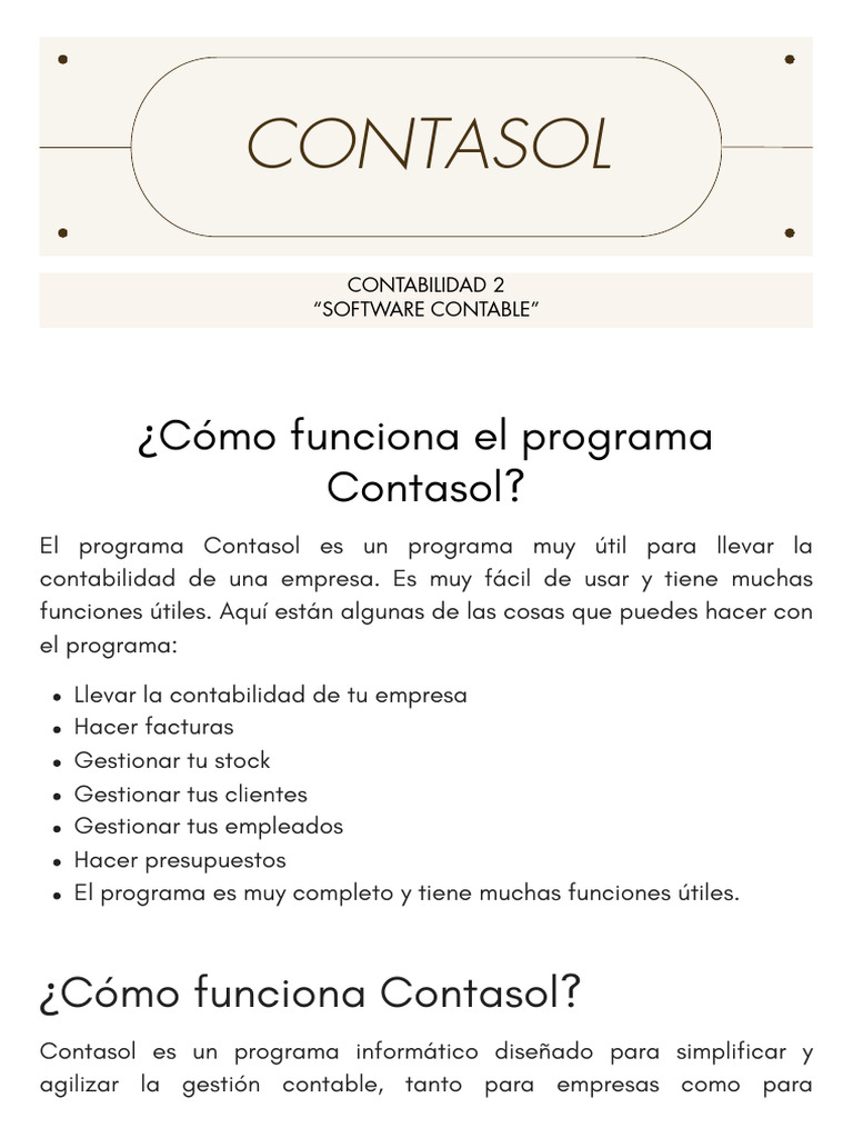 Gestión Contable Eficiente con Contasol | PDF
