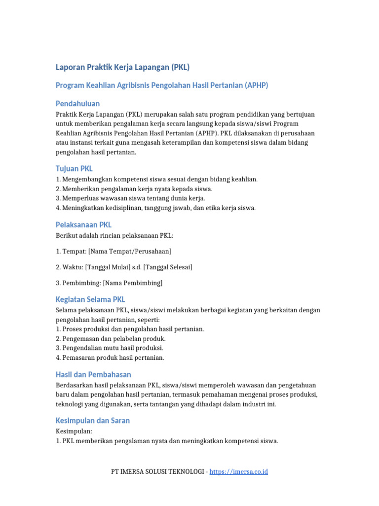 Laporan PKL Jurusan APHP | PDF
