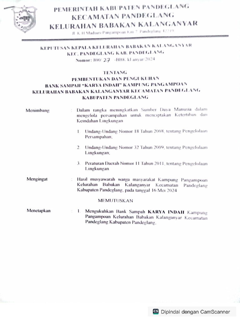 SK BANK SAMPAH | PDF