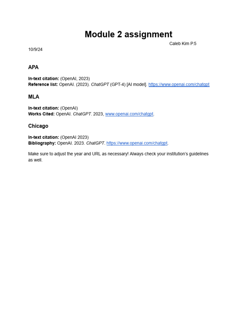 Citation Styles for ChatGPT Reference | PDF