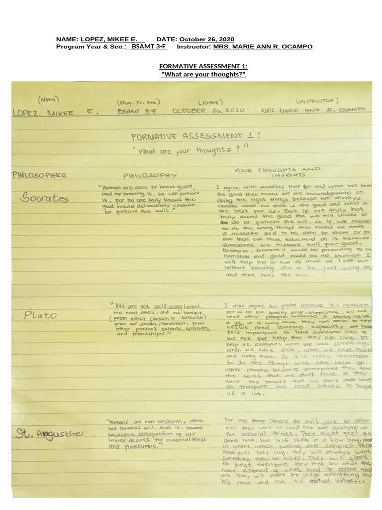 Formative Assessment No 1 Pdf
