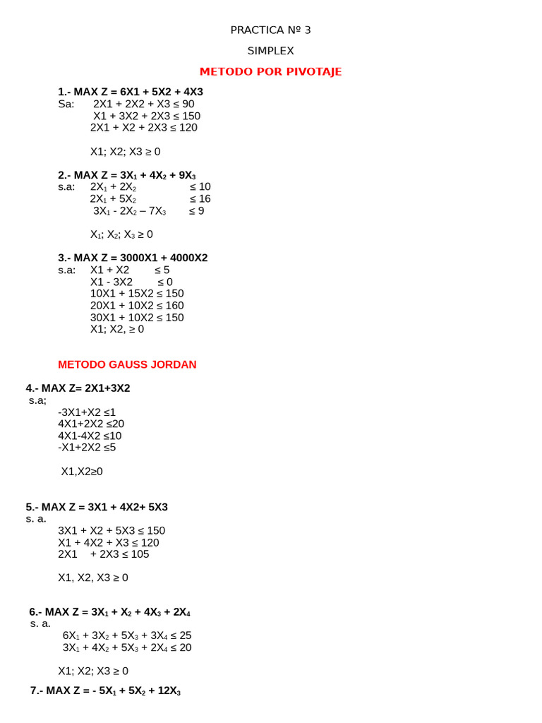 Ejercicios de Optimización Simplex | PDF