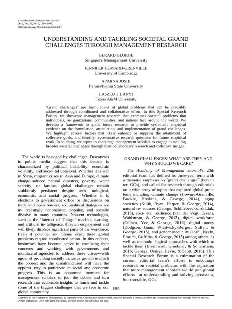 1A UNDERSTANDING AND TACKLING SOCIETAL GRAND CHALLENGES THROUGH ...