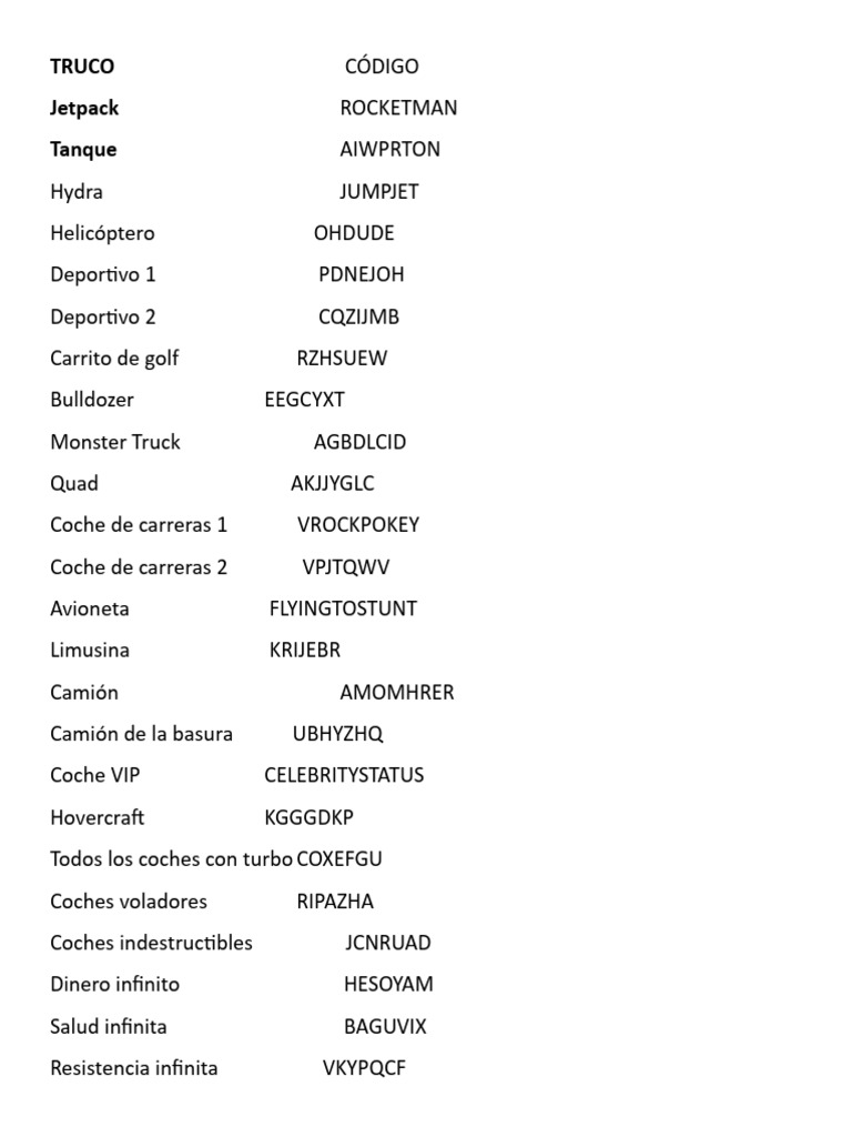Truco Código | PDF | Vehículos