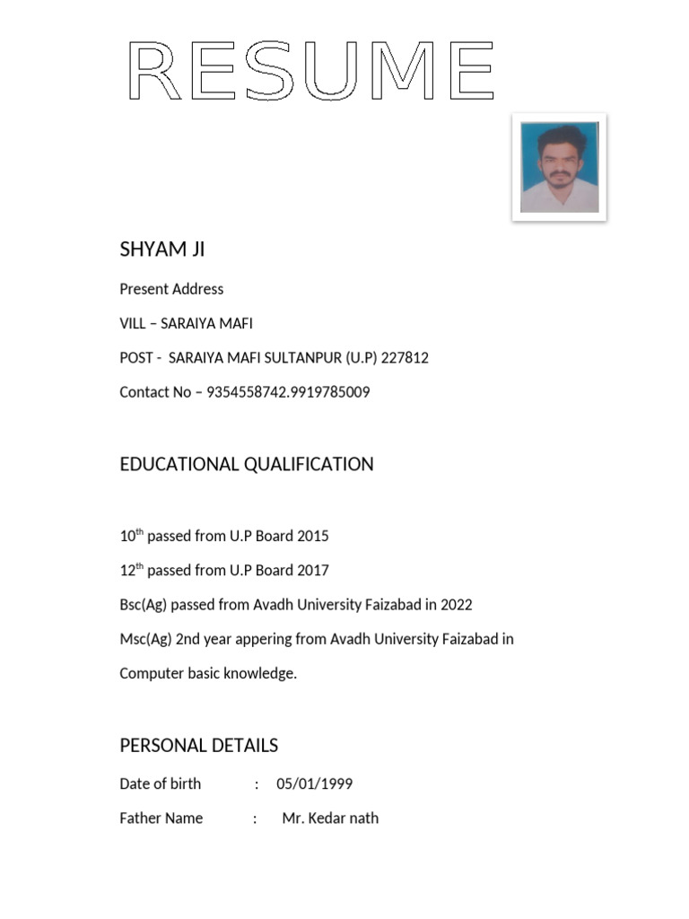 1 Resume Shyam | PDF
