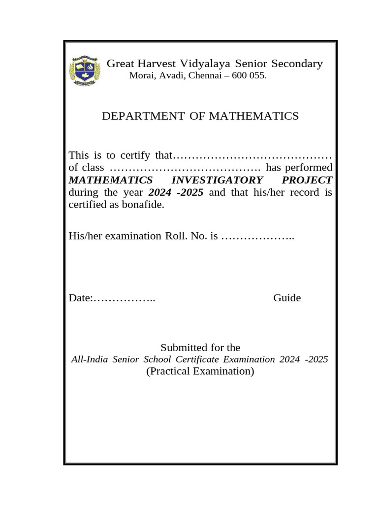 Certificate of Completion (Maths) | PDF