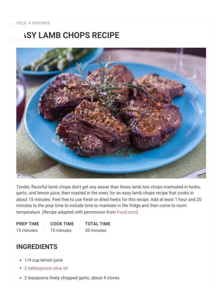 Easy Oven Lamb Chops Recipe | PDF