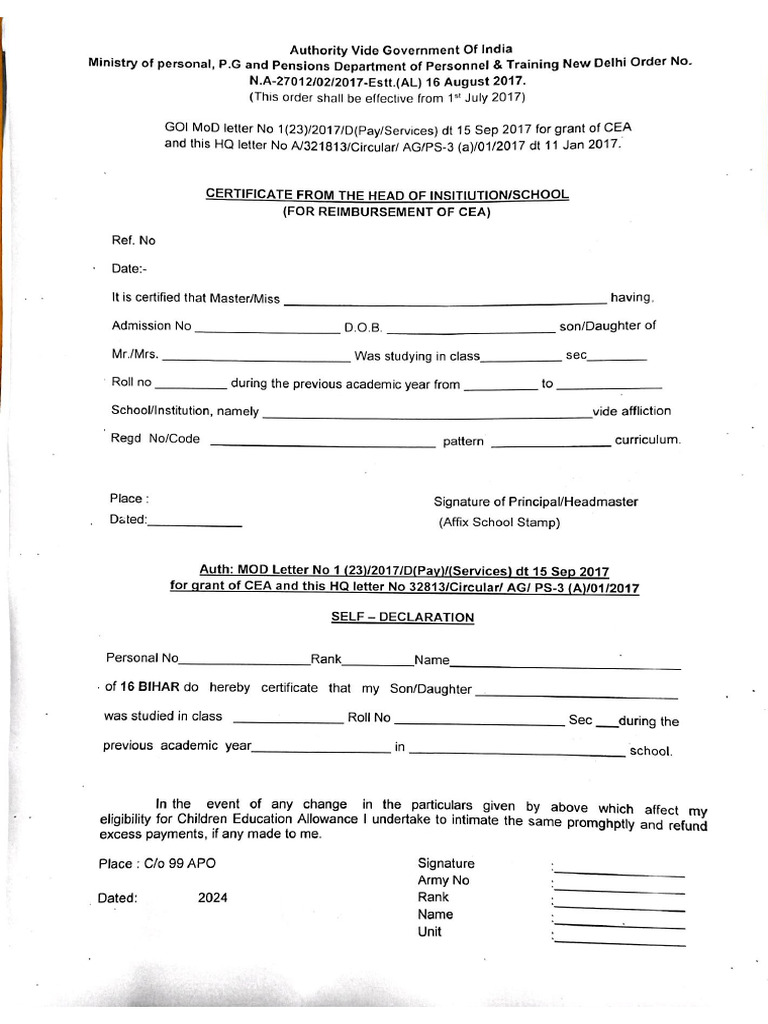CEA Form | PDF