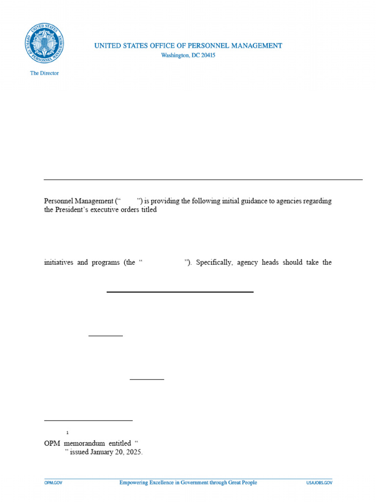 OPM Memo Initial Guidance Regarding DEIA Executive Orders | PDF