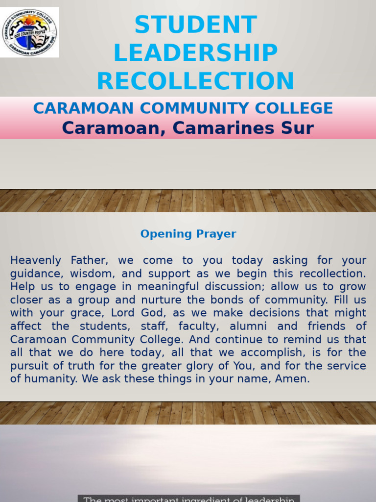Caramoan College Student Leadership Guide | PDF