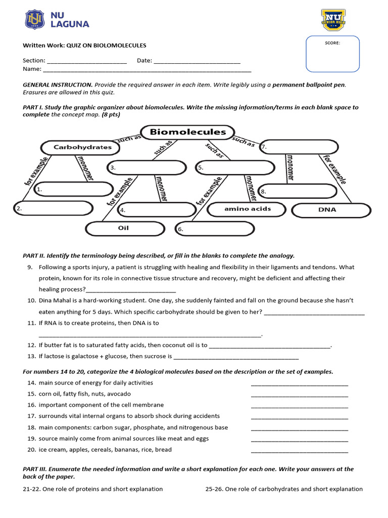 WW - QUIZ on Biomolecules 1 | PDF | Biomolecules | Carbohydrates
