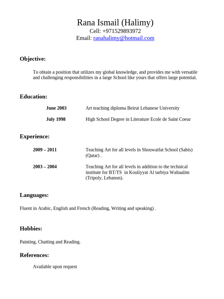 Rana Ismail CV | PDF