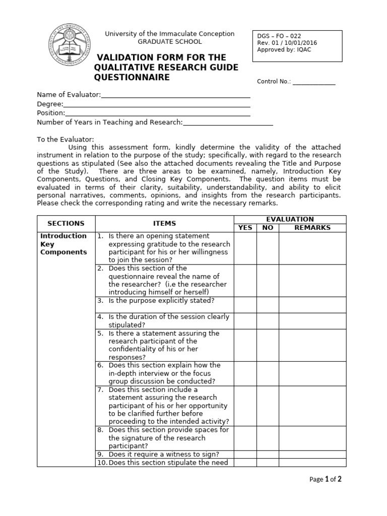 Validation Form Qualitative | PDF | Qualitative Research | Methodology