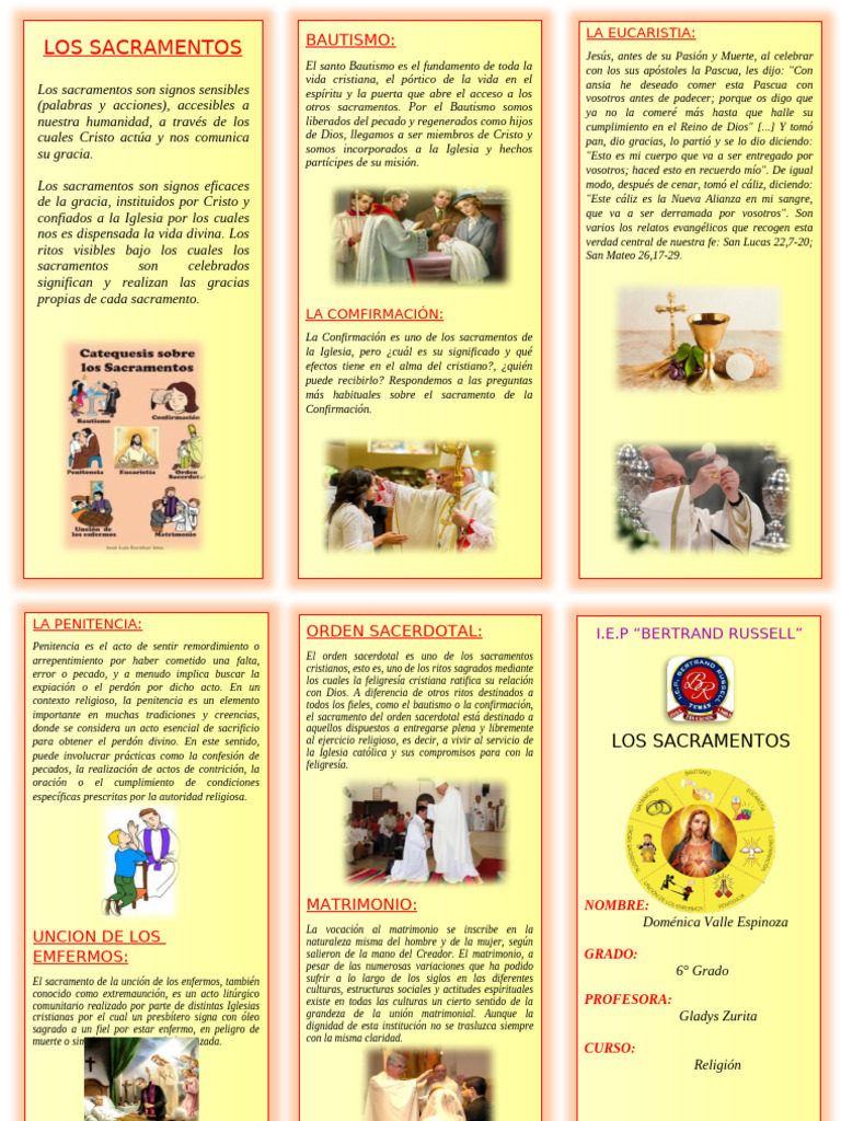 TRIPTICO LOS SACRAMENTOS | PDF | Sacramentos | Cristo (título)