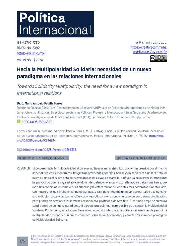 Multipolaridad Solidaria | PDF | Paz | Nación