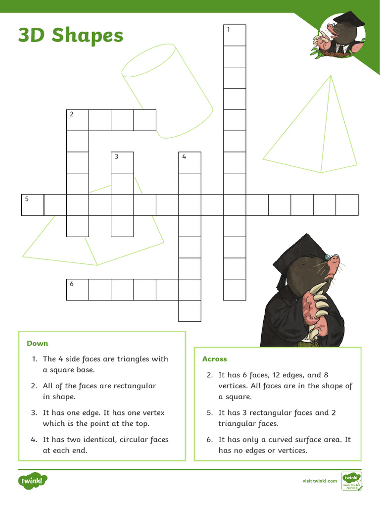 T 1673206607 3d Shapes Crossword - Ver - 2 | PDF | Triangle | Shape